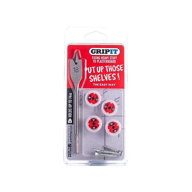 GRIPIT Grip it Red Shelf Hanging Fix Kit Plasterboard – Decor Express Ltd